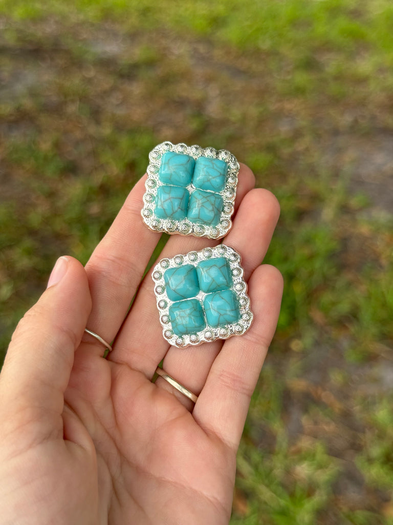 Turquoise Stone Concho 1” (Pair) – Lani's Custom Conchos & Tack